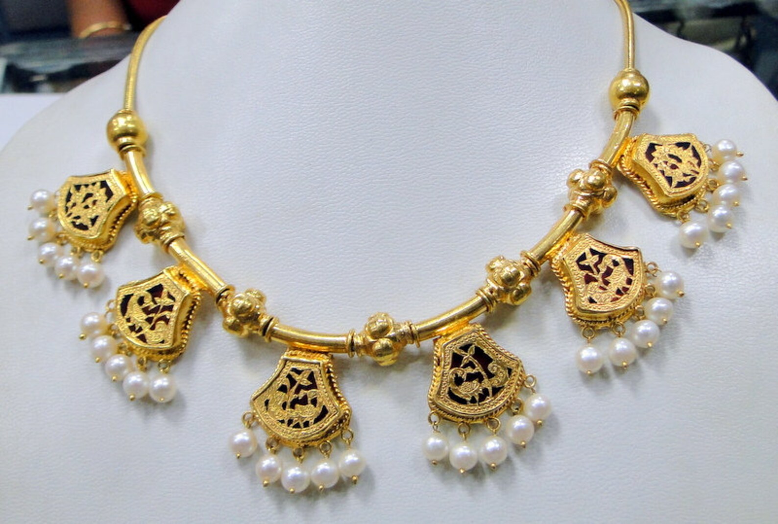 Vintage Gold & Silver Theva Work Necklace Choker Jewelry | Etsy