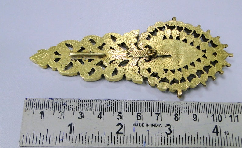 Vintage Royal 20K Gold Diamond Ruby Emerald Maharaja Turban Pin Pendant ...