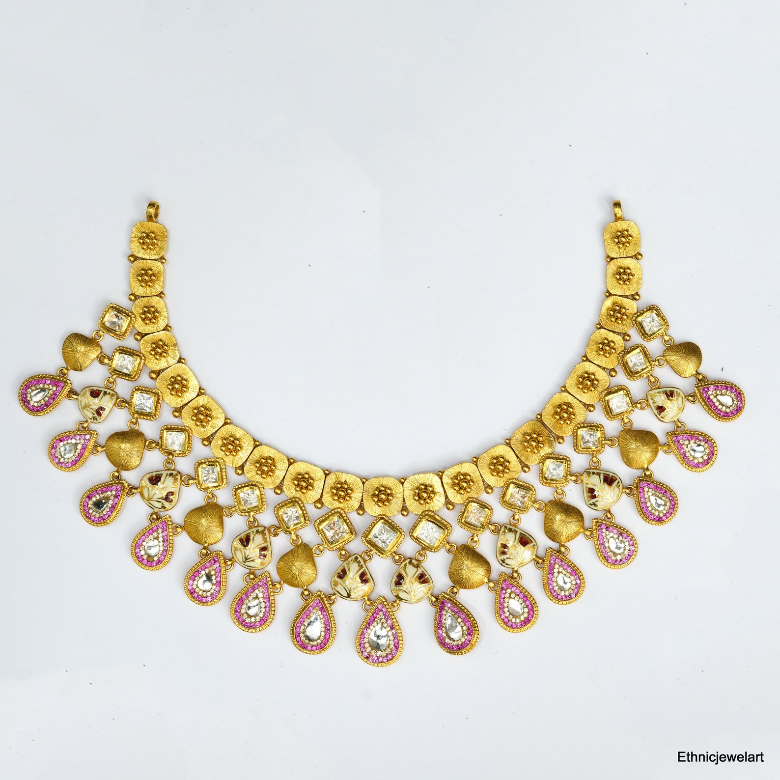 Vintage Gold Choker Necklace 22K Real Gold Set With Earrings Real Gold ...