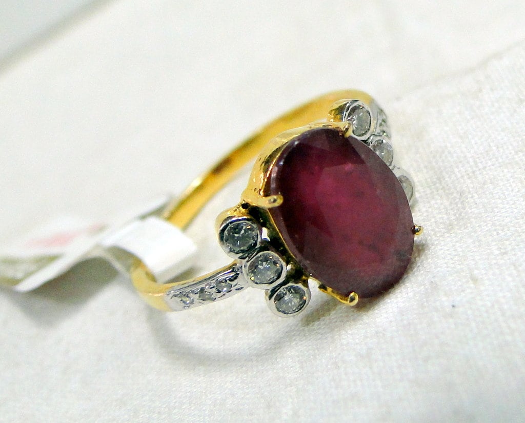 18K Gold Ruby Diamond Ring Fine Jewelry - Etsy