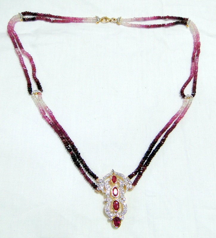 Natural Ruby Necklace Ruby Pendant Diamond Women's - Etsy