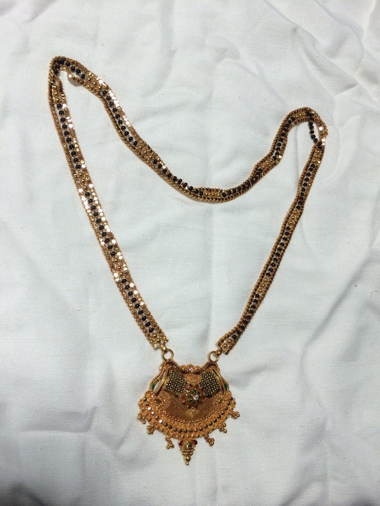 South Indian Manglasutra Chain/gold Plated Broad Chain/24" Chain/long ...