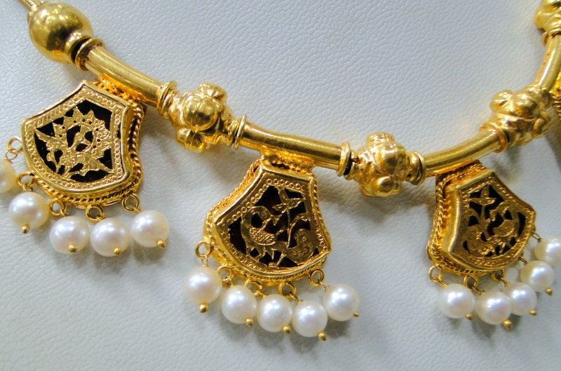 Vintage Gold & Silver Theva Work Necklace choker jewelry | Etsy