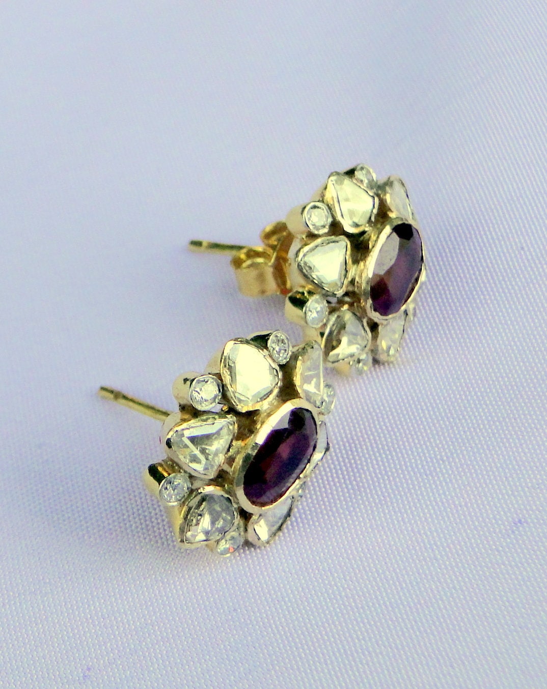 14K Gold Ruby Gemstone Diamond Earrings Ear Studs Fine Jewelry13154 - Etsy
