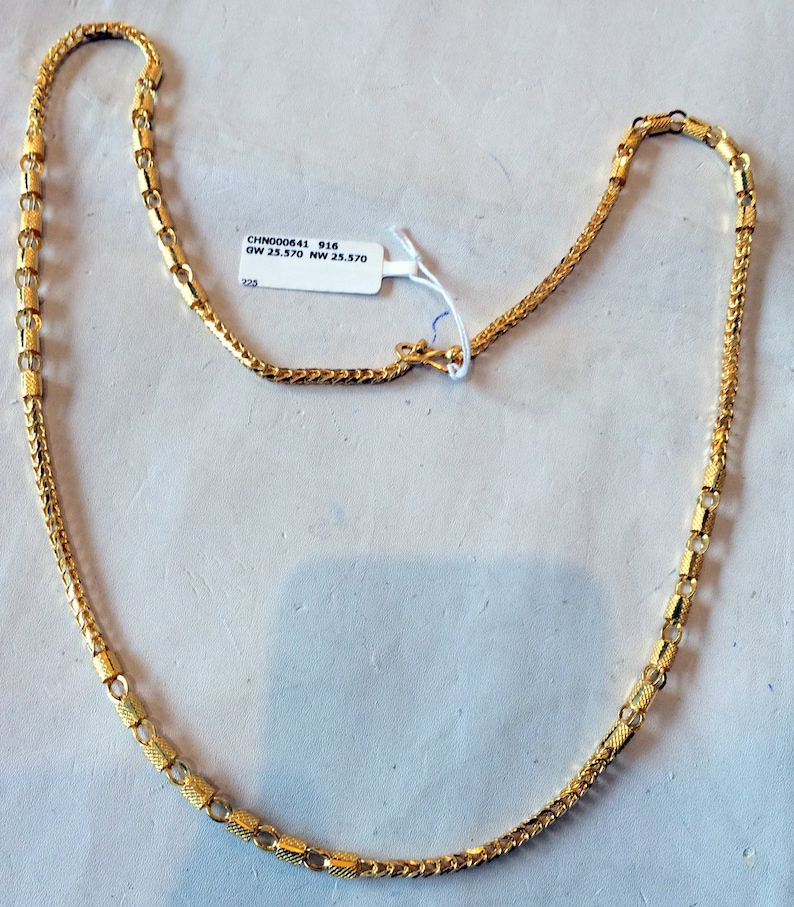22K Gold Handmade Chain Necklace Strand Fine Jewelry 497-107 - Etsy