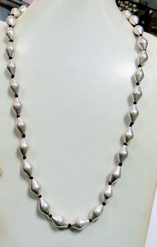 925 Sterling Silver Long Beads Necklace - Etsy