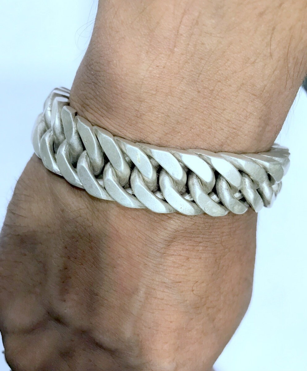 Sterling Silver Mens Wide Link Chain Bracelet-heavy Mens Bracelet - Etsy