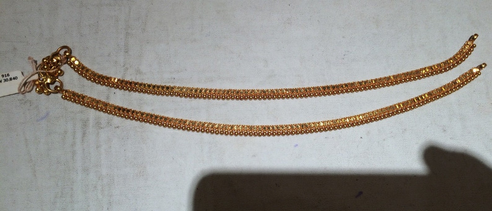 Gold Anklet 22K Handmade Ankle Bracelet Chain Pair Fine Jewellery 495 ...