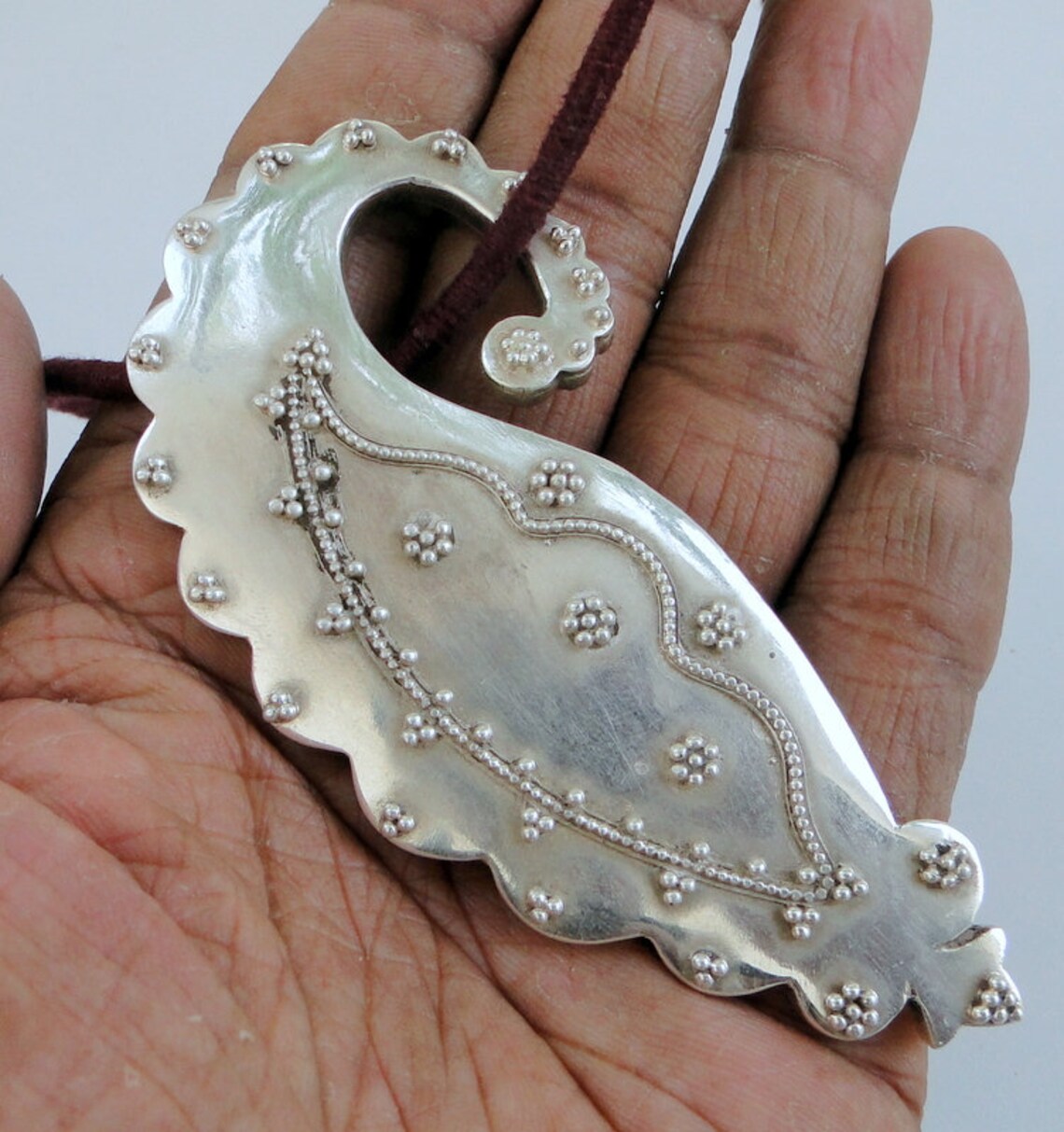 925 Sterling Silver Mango Paisley Shape Pendant Necklace - Etsy