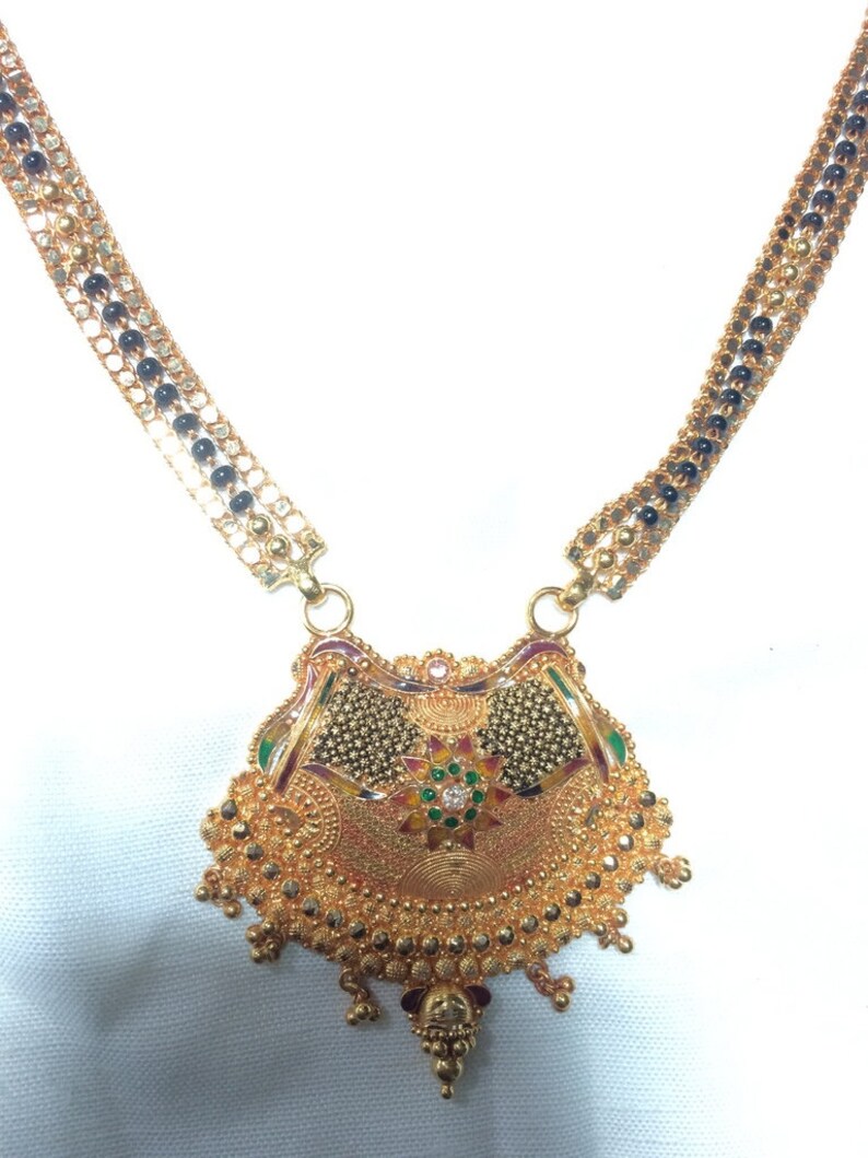 South Indian Manglasutra Chain/gold Plated Broad Chain/24" Chain/long ...