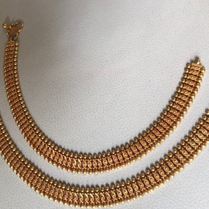 22K Yellow Gold Handmade Anklet Pair - Etsy