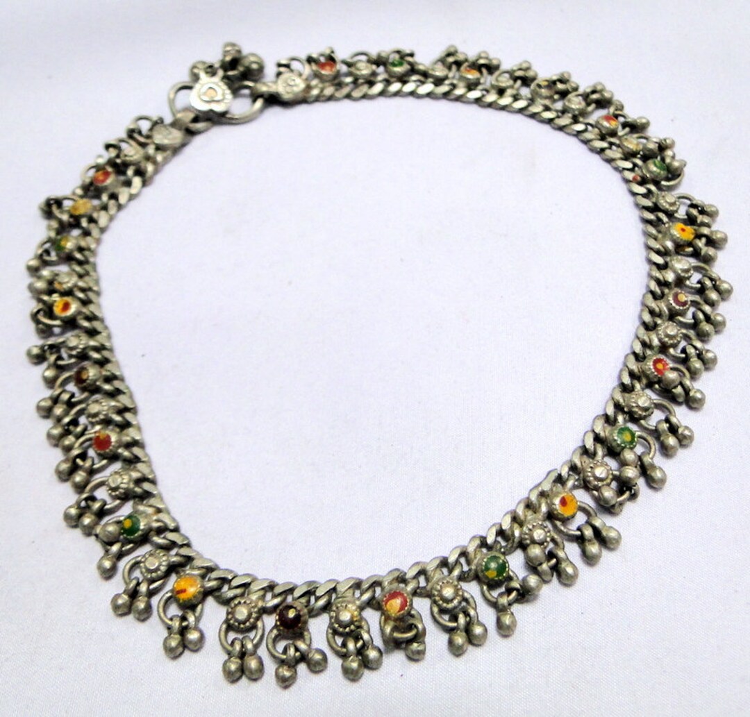 Silver Anklet Vintage Ethnic Tribal Old Silver Ankle Chain Ankle ...