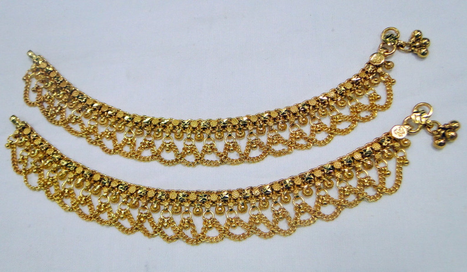 22K Solid Gold Handmade Anklet Pair Wedding Jewellery - Etsy