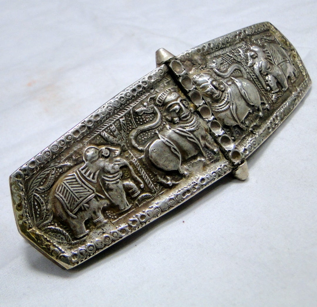 Ethnic Tribal Old Silver Hair Pin Buckle Vintage 925 Silver Large Hair ...