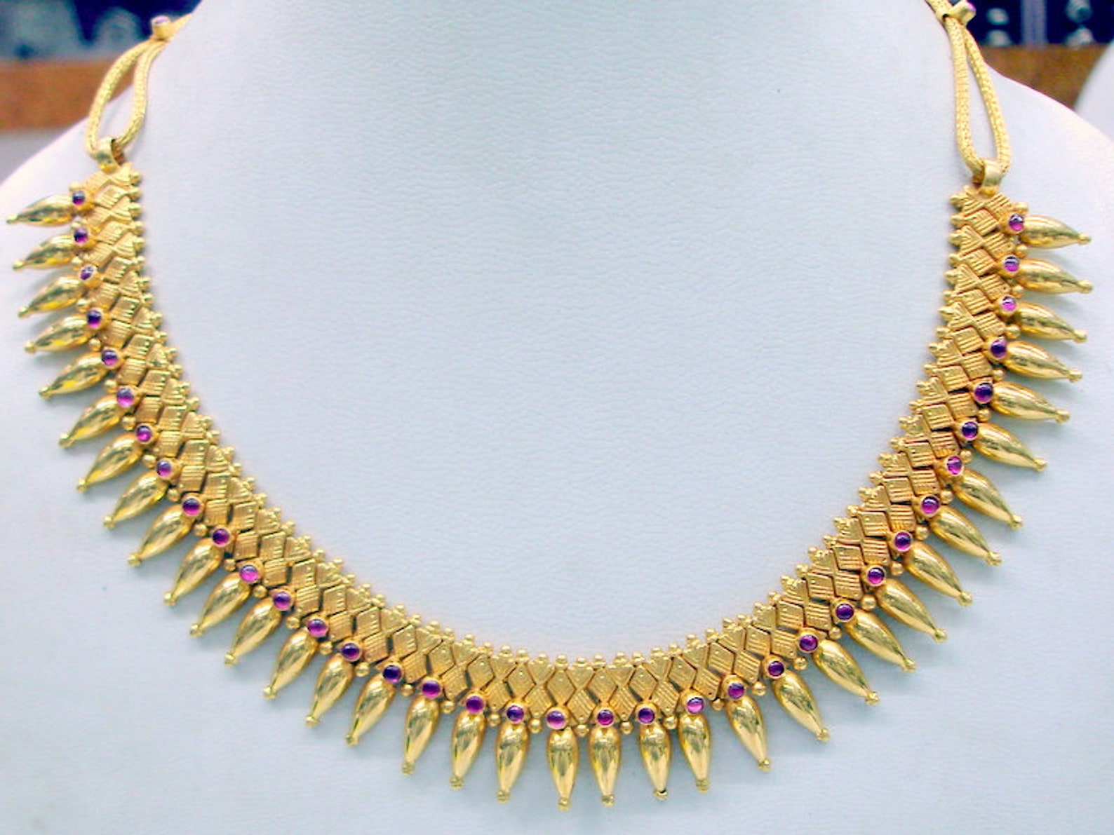 22K Gold Vintage Spiky Necklace Choker Set Fine Handmade - Etsy