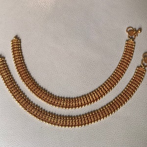 22K Yellow Gold Handmade Anklet Pair - Etsy