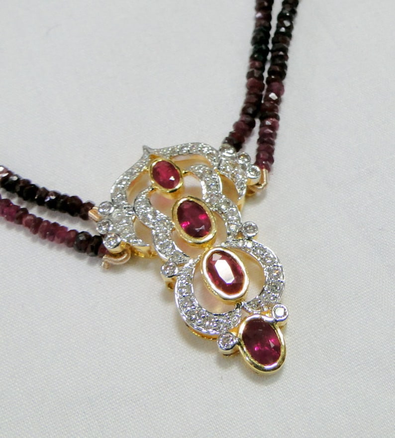 Natural Ruby Necklace, Ruby Pendant, Diamond Women's Necklace, Real ...