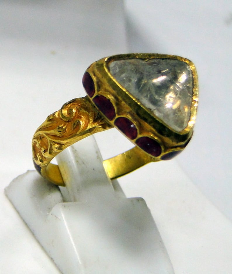 Vintage Antique 22 K Solid Gold Diamond Polki Ring - Etsy