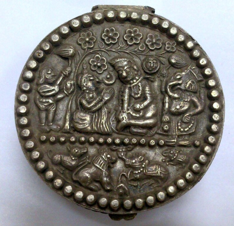 Vintage Sterling Silver Pill Box Hinged Round Box - Etsy