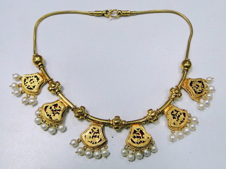 Vintage Gold & Silver Theva Work Necklace Choker Jewelry | Etsy