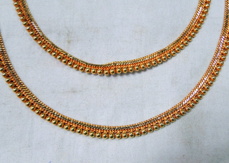Gold Anklet 22K Handmade Ankle Bracelet Chain Pair Fine Jewellery 495 ...