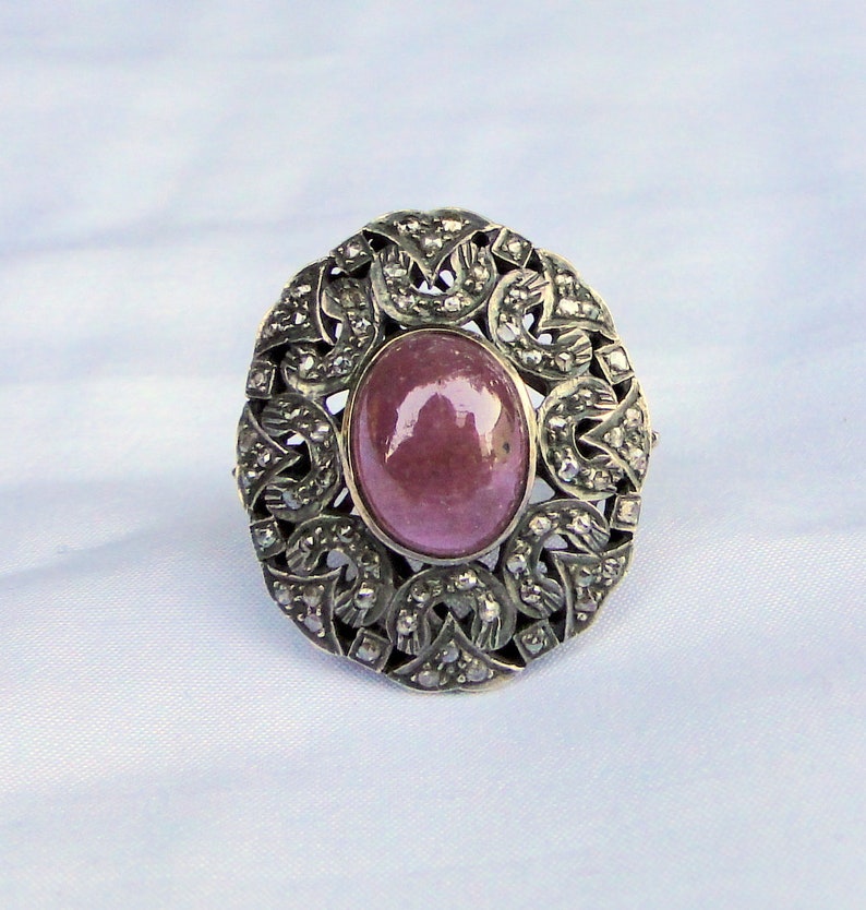 Victorian Ruby Gemstone 14K Gold Silver Ring 13093 - Etsy