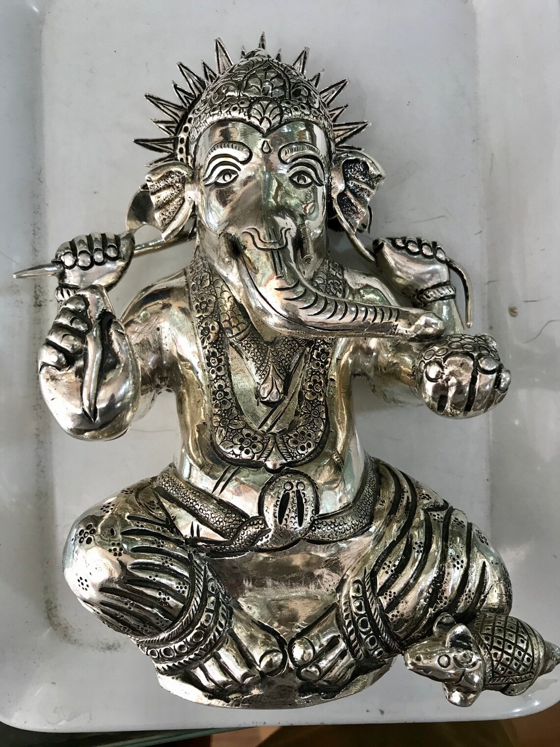 Ganpati Large Silver Lord Ganesha 925 Sterling Silver Statue - Etsy