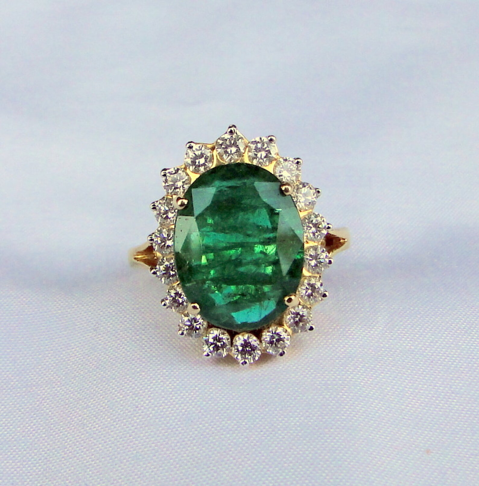 Natural Emerald Ring Diamond Emerald Ring Gold Emerald Ring Oval ...