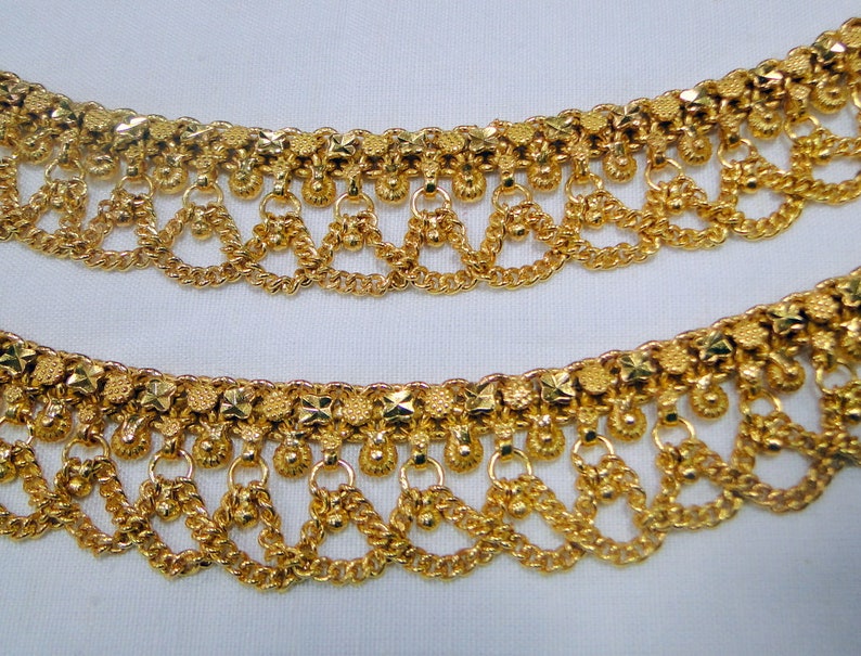 22K Solid Gold Handmade Anklet Pair Wedding Jewellery - Etsy
