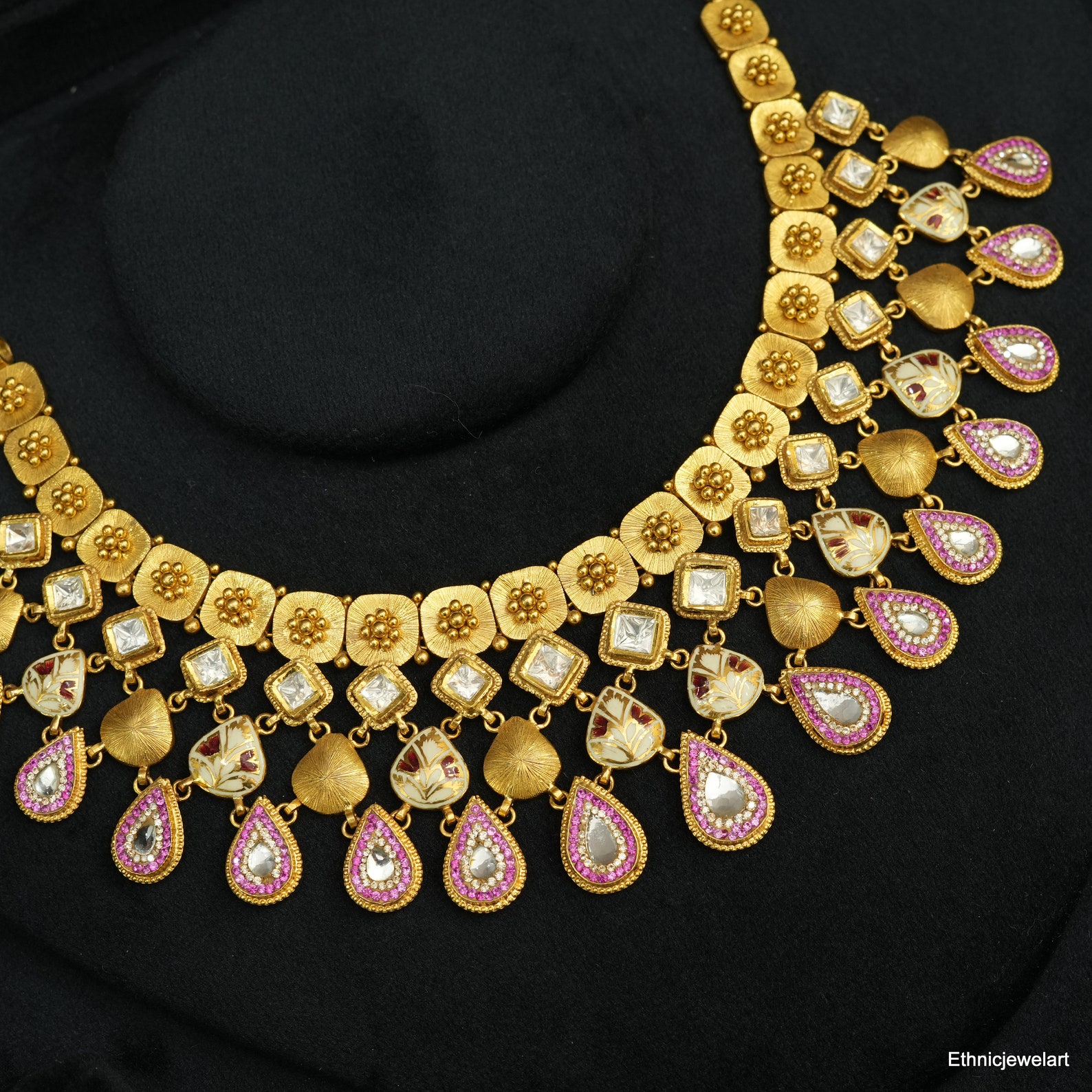 Vintage Gold Choker Necklace 22K Real Gold Set With Earrings Real Gold ...