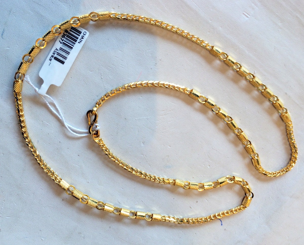 22K Gold Handmade Chain Necklace Strand Fine Jewelry 497-107 - Etsy