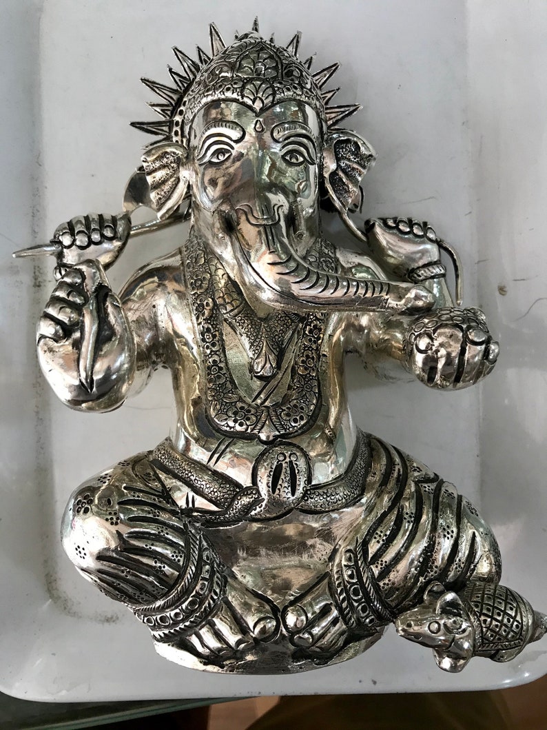 Ganpati Large Silver Lord Ganesha 925 Sterling Silver Statue - Etsy