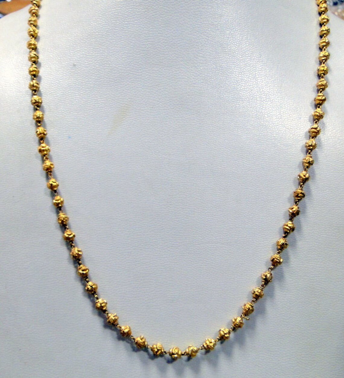 Natural Vintage 21K Yellow Gold Ball Necklace, 21K Gold Choker ...