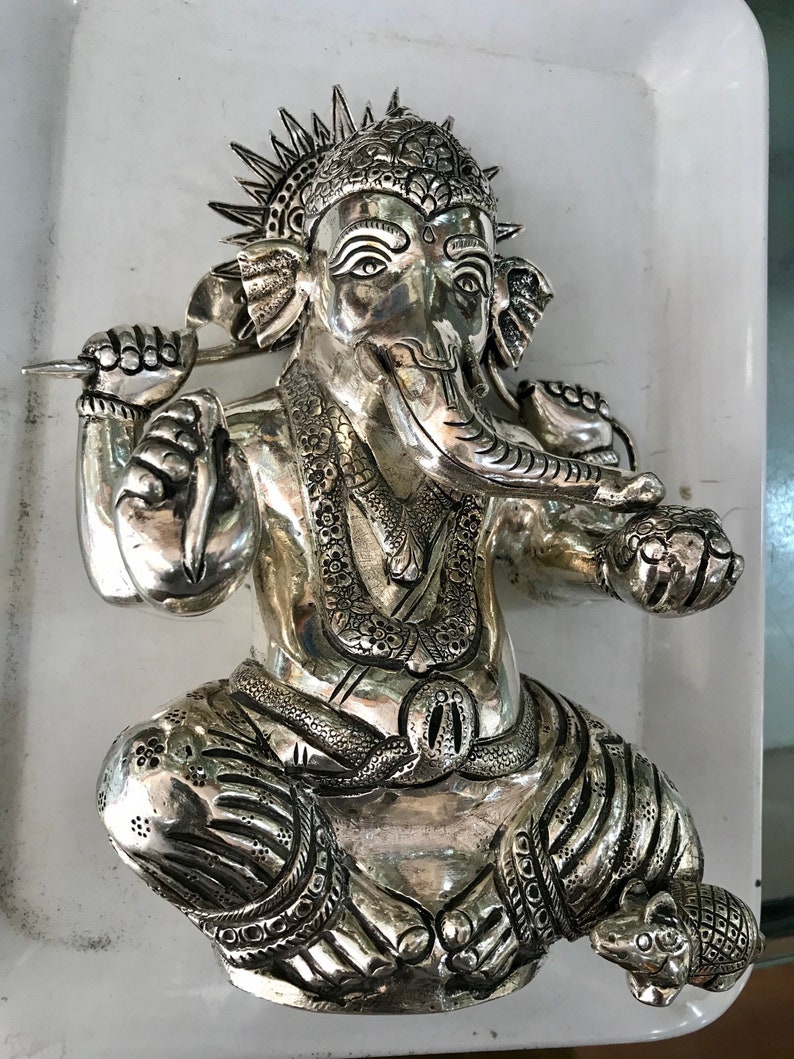 Ganpati Large Silver Lord Ganesha 925 Sterling Silver Statue - Etsy