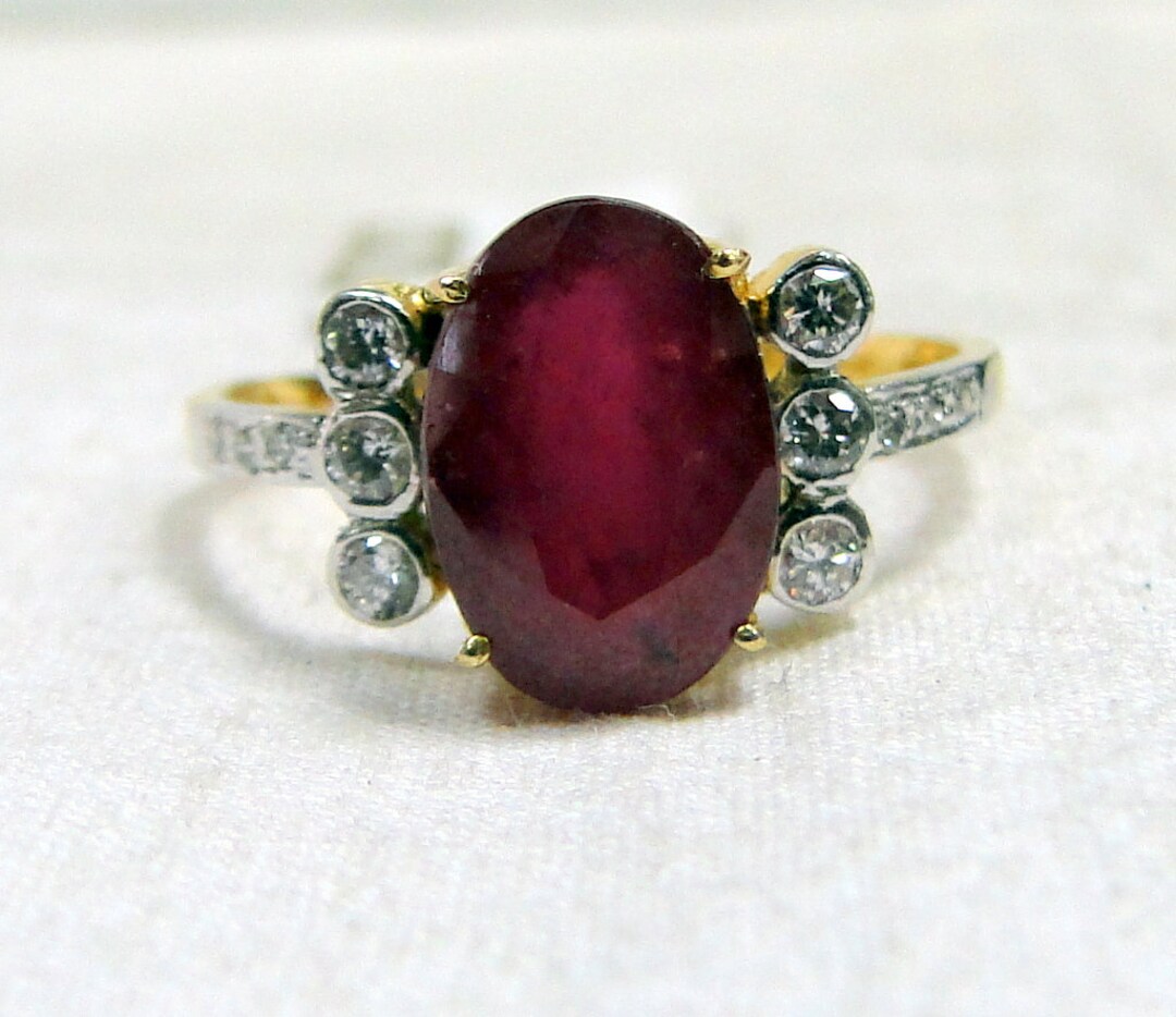 Buy 18K Gold Ruby Diamond Ring Fine Jewelry Online in India - Etsy