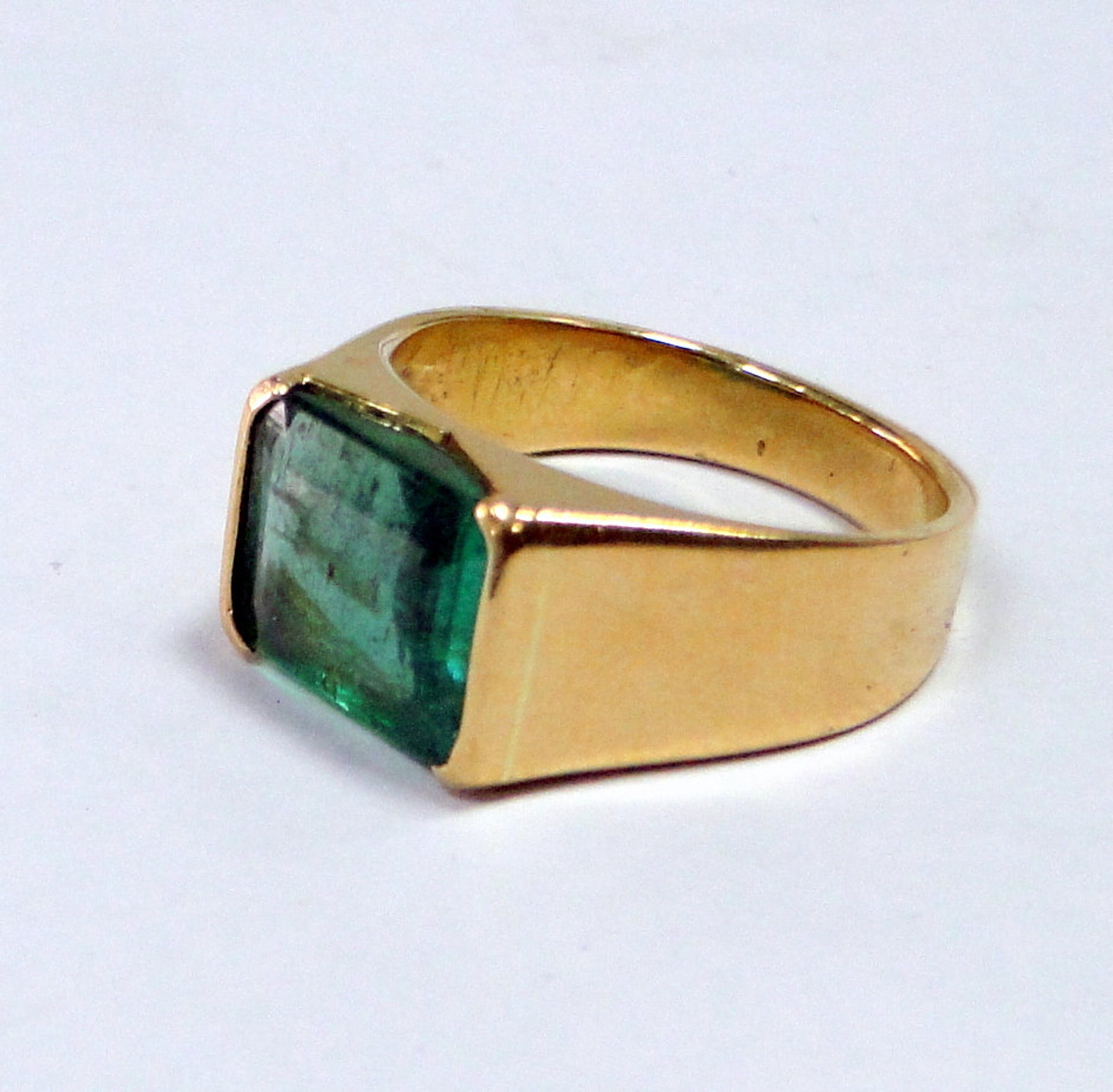 18K Gold Emerald Gemstone Ring Handmade | Etsy