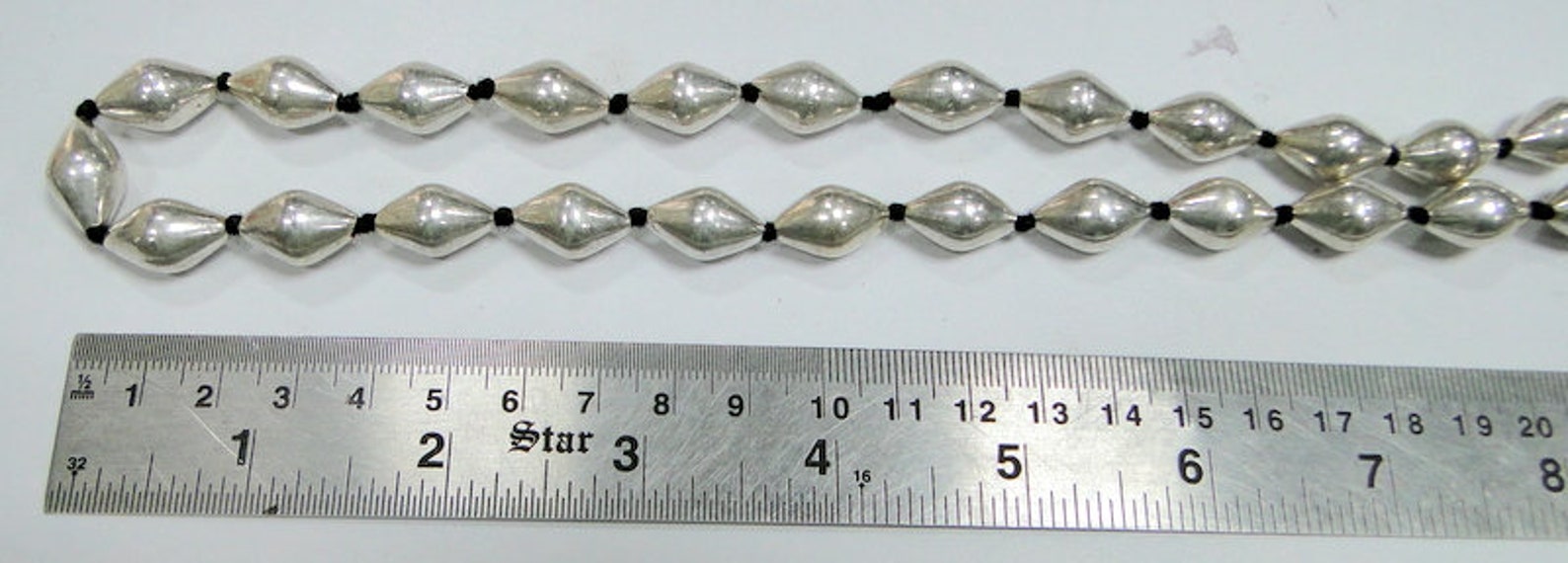 925 Sterling Silver Long Beads Necklace - Etsy