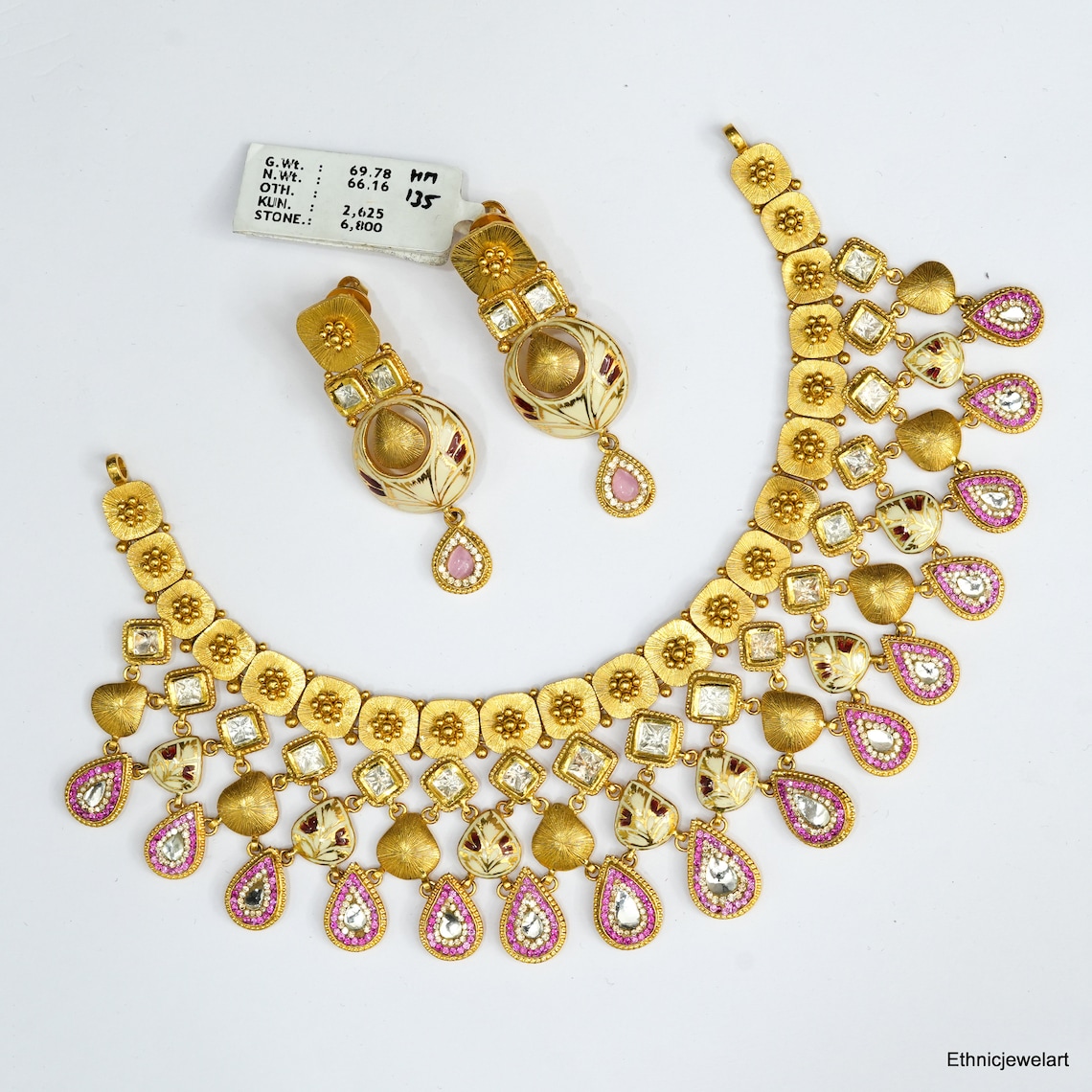 Vintage Gold Choker Necklace 22K Real Gold Set With Earrings Real Gold ...