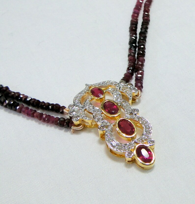 Natural Ruby Necklace, Ruby Pendant, Diamond Women's Necklace, Real ...