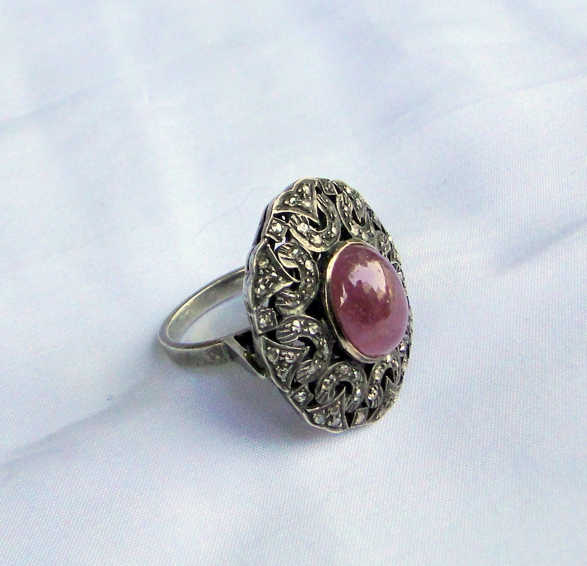 Victorian Ruby Gemstone 14K Gold Silver Ring 13093 - Etsy
