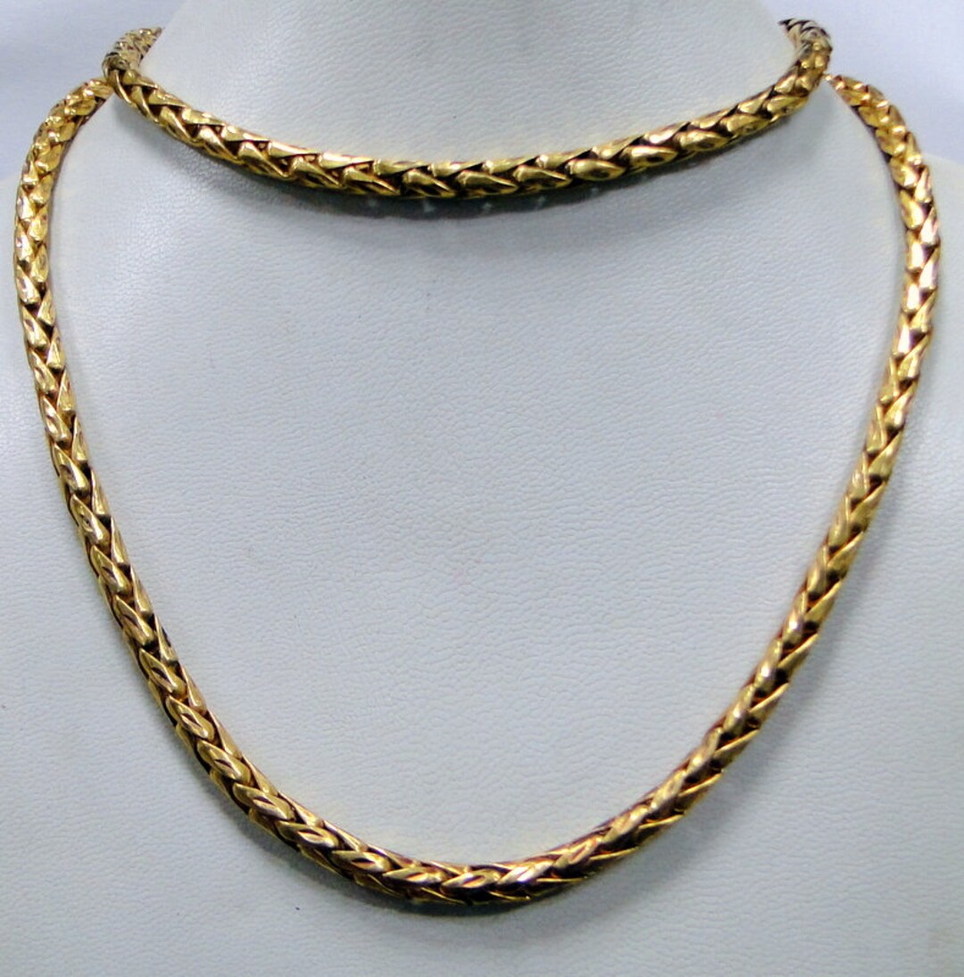 22K Gold Long Chain Necklace Fully Handmade Free Shipping - Etsy