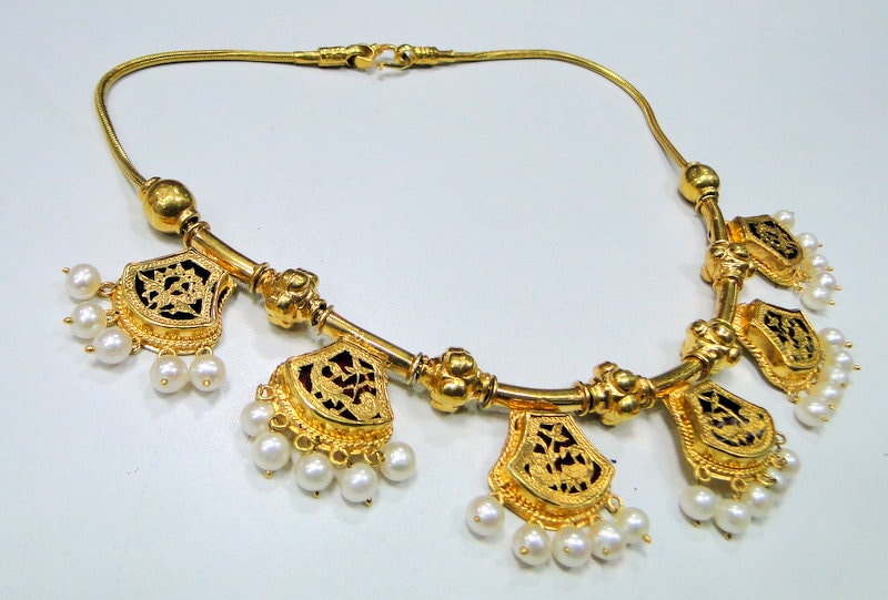 Vintage Gold & Silver Theva Work Necklace choker jewelry | Etsy