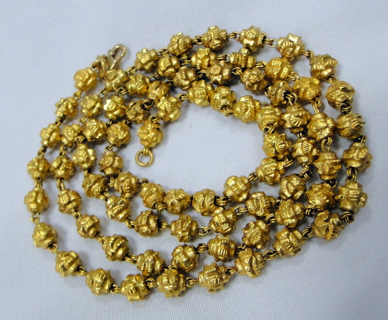 Natural Vintage 21K Yellow Gold Ball Necklace, 21K Gold Choker ...