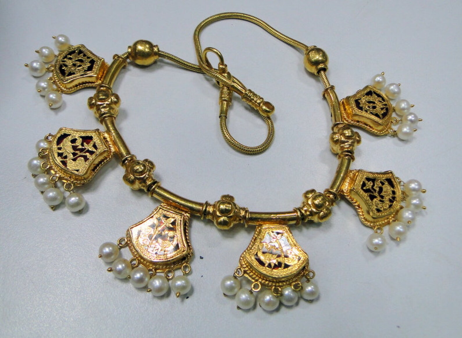 Vintage Gold & Silver Theva Work Necklace Choker Jewelry | Etsy