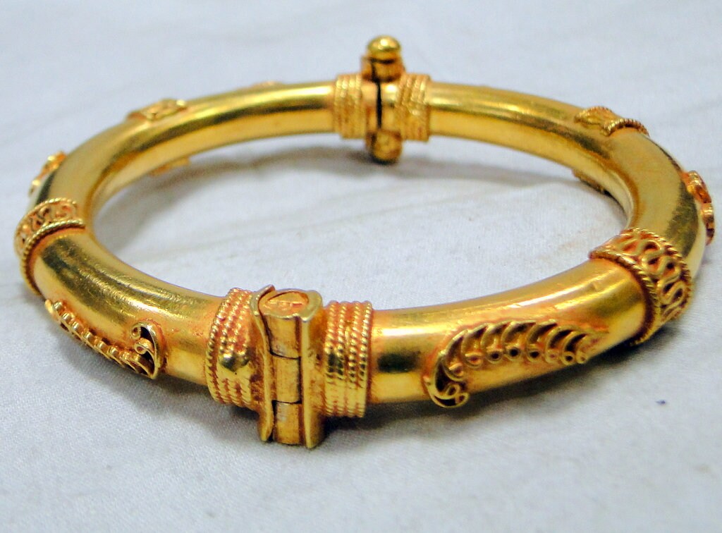 Gold Bangle Bracelet 22 K Gold Vintage Handmade Jewelry 11900 - Etsy