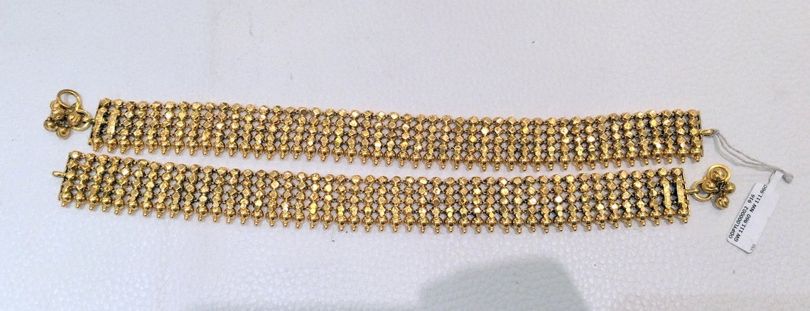 Gold Anklet 22K Handmade Ankle Bracelet Chain Pair Fine Jewellery 497 ...