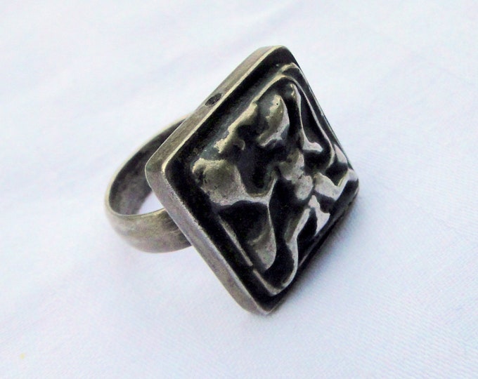 Vintage Antique Ethnic Tribal Old Silver Lord Hanuman Ring Belly Dance ...