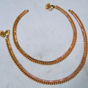 Gold Anklet 22K Handmade Ankle Bracelet Chain Pair Fine Jewellery 495 ...