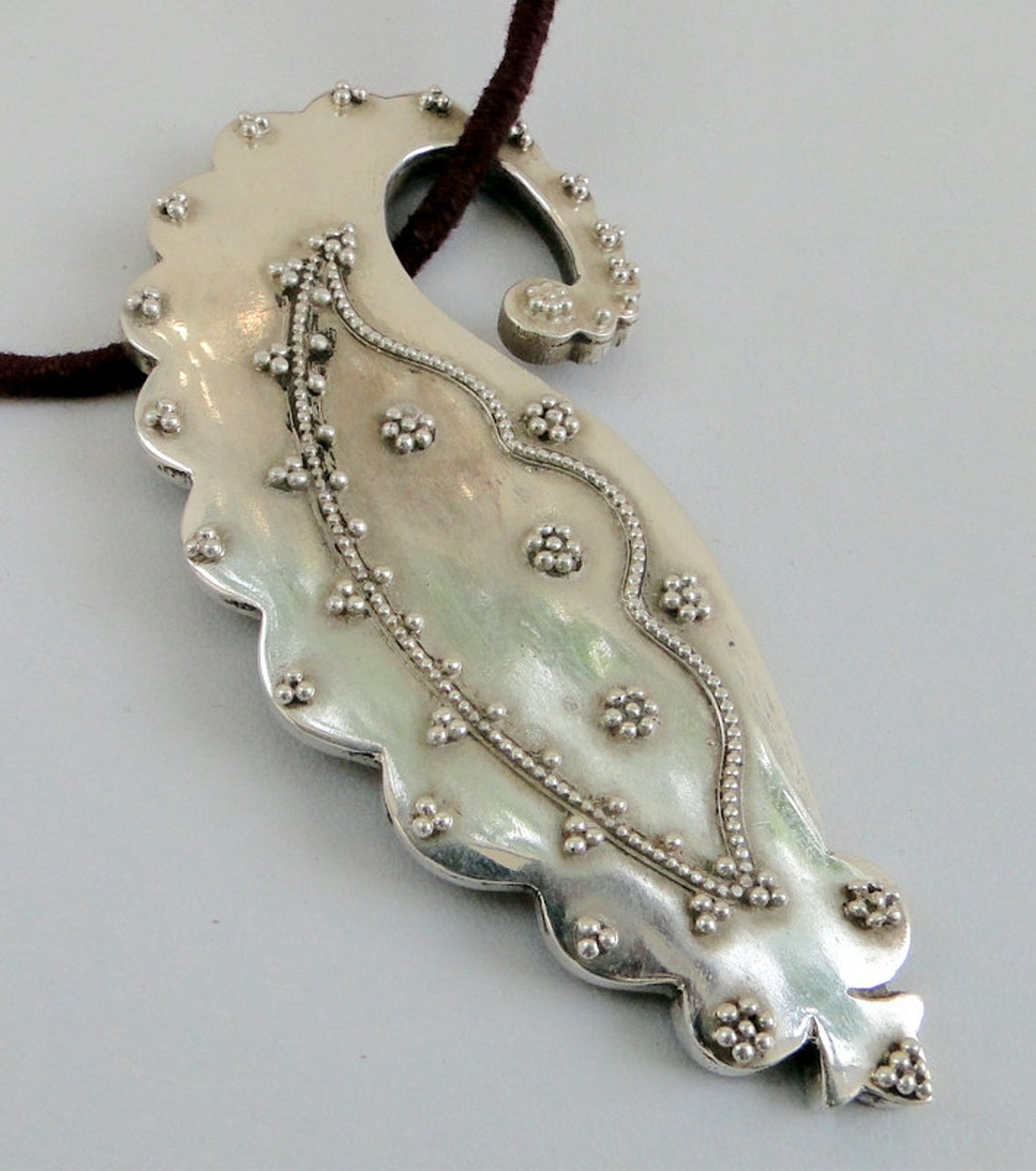 925 Sterling Silver Mango Paisley Shape Pendant Necklace - Etsy