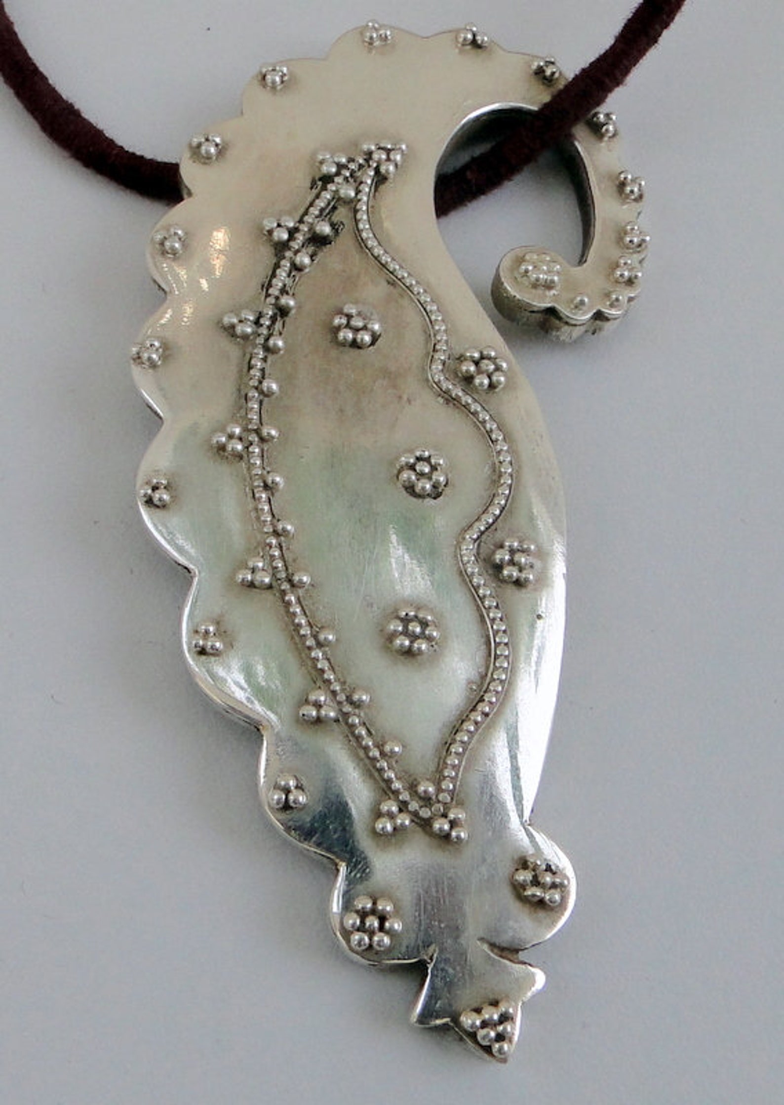 925 Sterling Silver Mango Paisley Shape Pendant Necklace - Etsy